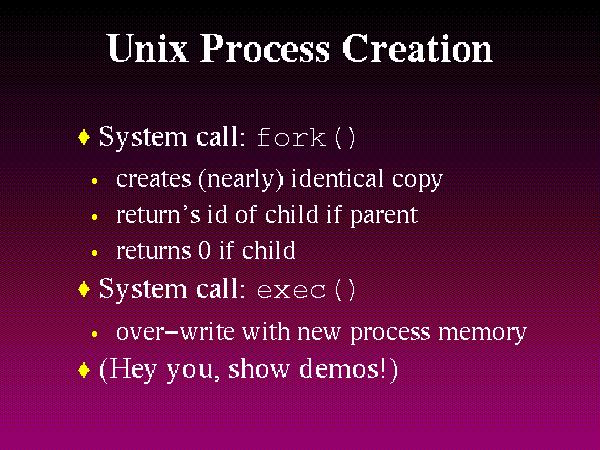 Unix Process Creation